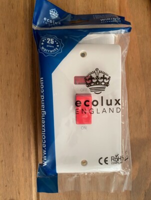 45A WHITE DOUBLE POLE DP COOKER SHOWER SWITCH LED INDICATOR SINGLE ...