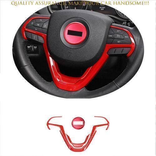 For Jeep Cherokee 2014-2022 Fiery Red Steering Wheel Strip Decor Frame ...