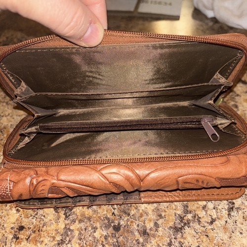 BOC Born Concept Saddle Brown Tooled Wallet Clutch Faux Leather | eBay