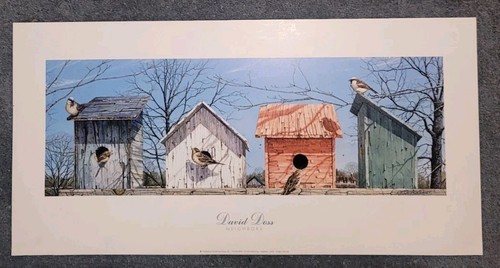David Doss "Neighbors" Bird Houses Print 10" X 20" Lithograph | eBay