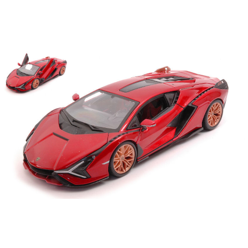 LAMBORGHINI SIAN FKP 37 HYBRID 2020 METALLIC RED 1:24 Burago Auto ...