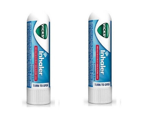 2 X Vicks Inhaler for Nasal Congestion Cold Blocked Nose Sinus Fast ...