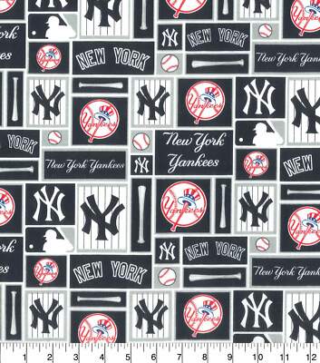 NEW YORK YANKEES COTTON FABRIC HALF YARD 18"x58" - Patch | eBay