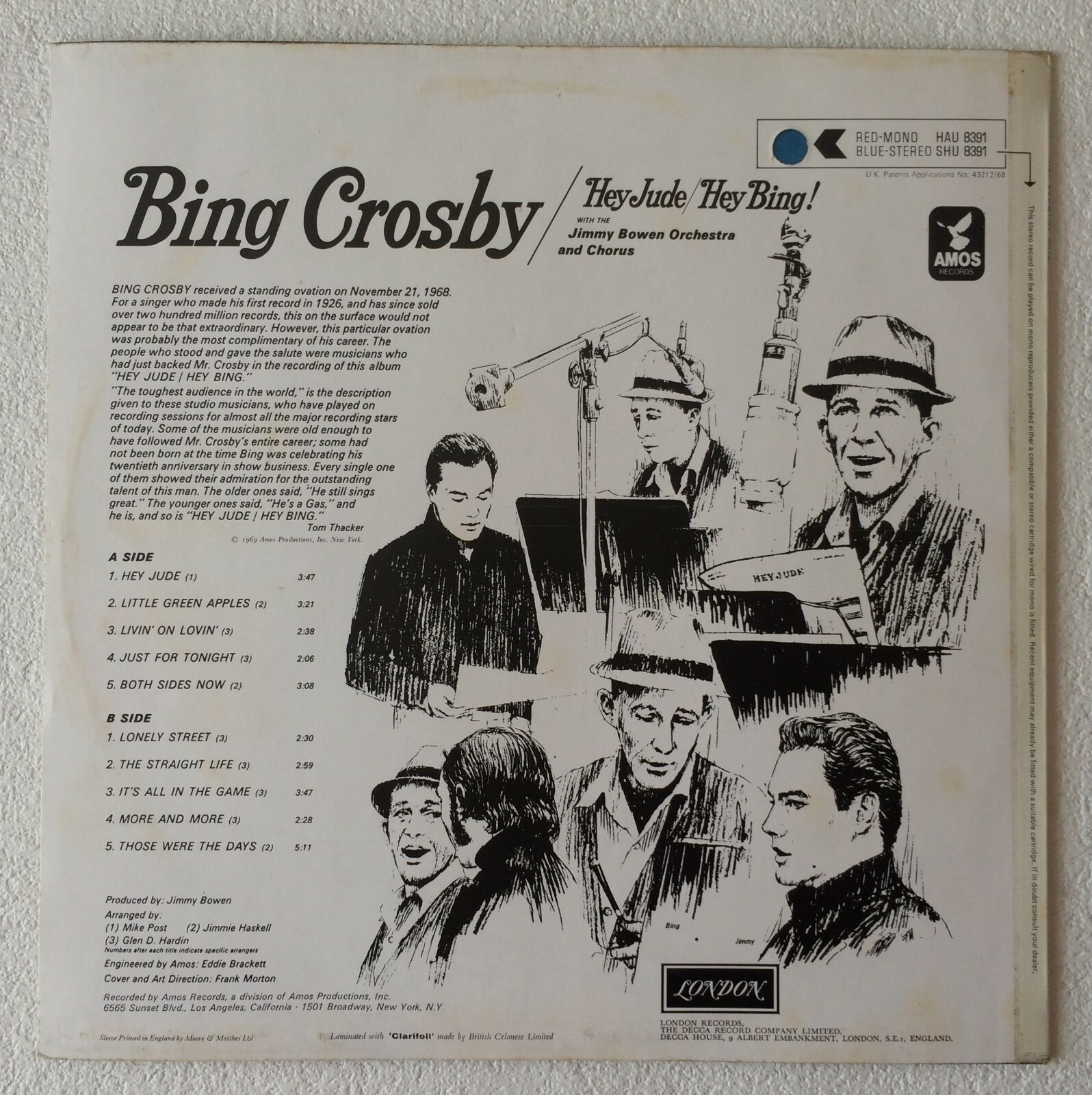 BING CROSBY ~ HEY JUDE / HEY BING! ~ 1968 UK 10-TRACK STEREO VINYL LP ...