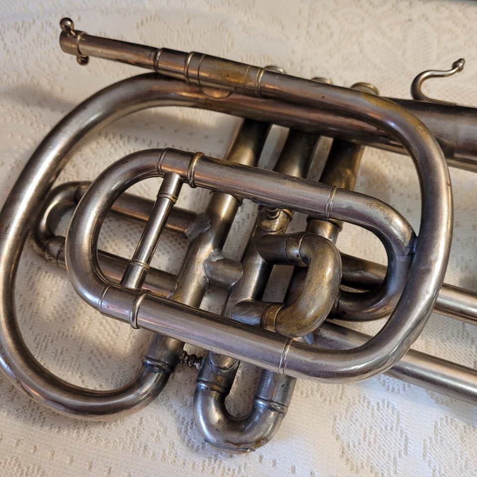 Antique Civil War Cornopean Horn Cornet and Wooden Coffin Case | eBay