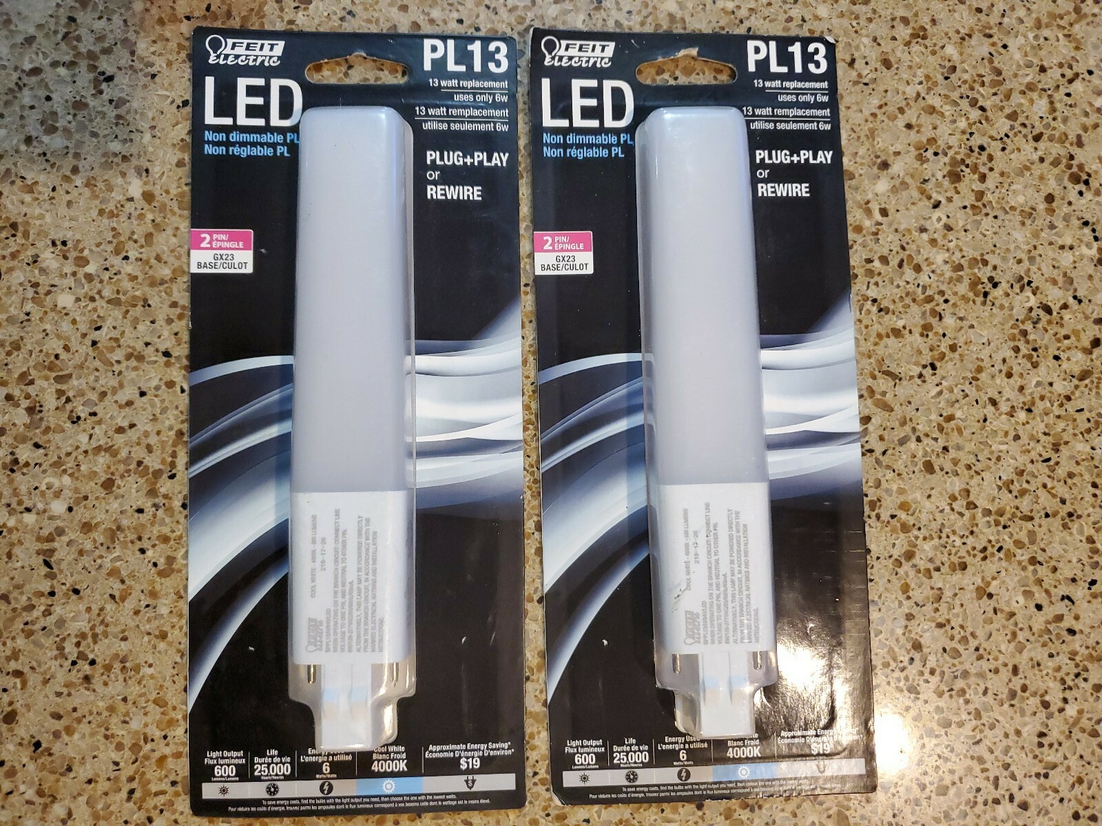 Lot of (2) FEIT Electric PL13 GX23 LED Bulb Cool White 13 Watt 2 Pin ...