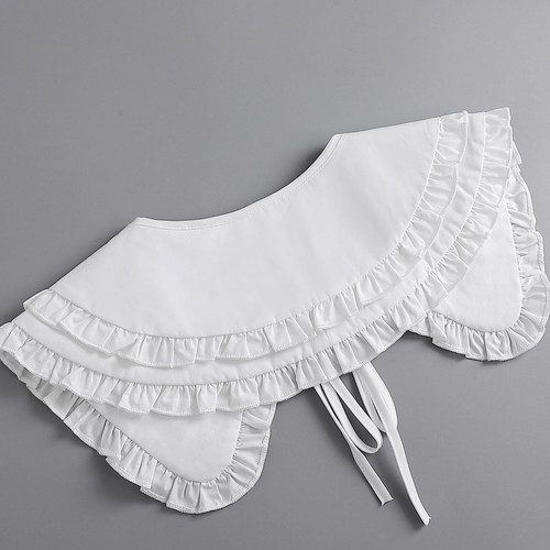 Cotton White Lapel Fake Collar Shawl Girls Ruffles Detachable Collars ...