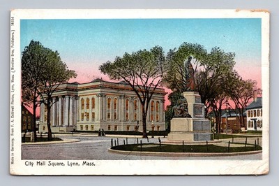 Lynn MA-Massachusetts City Hall Square Vintage c1908 Postcard Standard ...