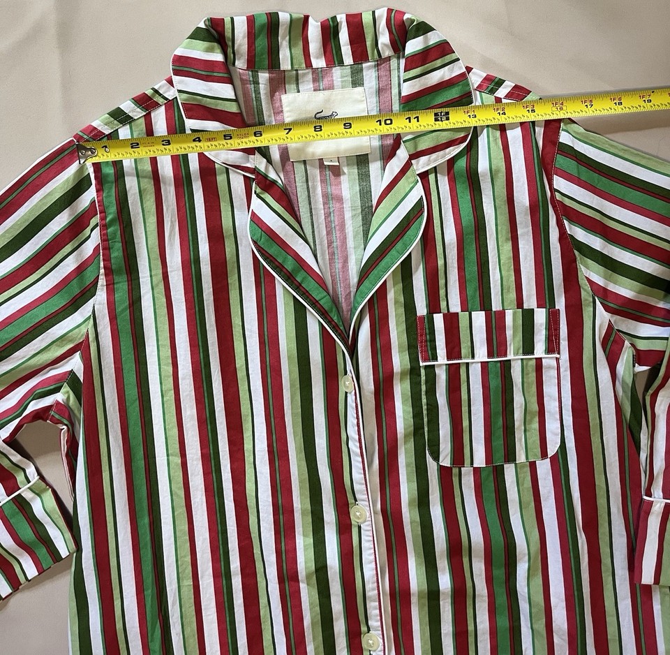 Print Fresh Candy Cane Stripe Button Up Sleep Shirt Pajama Size S | eBay