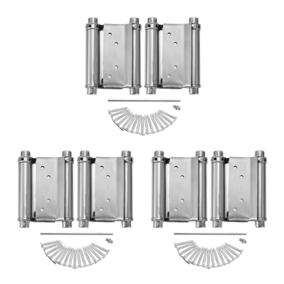 6 pcs Heavy Duty Stainless Steel Door Hinge Smooth Double Action Spring ...