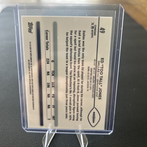 Ed "Too Tall" Jones 2024 Topps Chrome #49 Pink Speckled #/399 Dallas ...