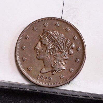 1839 Large Cent - Booby Head - AU Details, Cleaned (#57573-L) | eBay