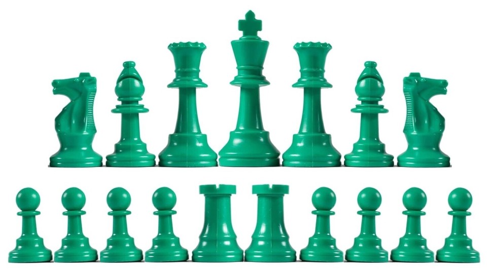 Green & White Chess Pieces & 20" Green Vinyl Board - Triple Weighted ...