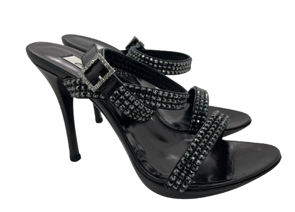 Claudio Milano Women's Shoes Leather Crystal Size 40 (US 9.5) Italy ...