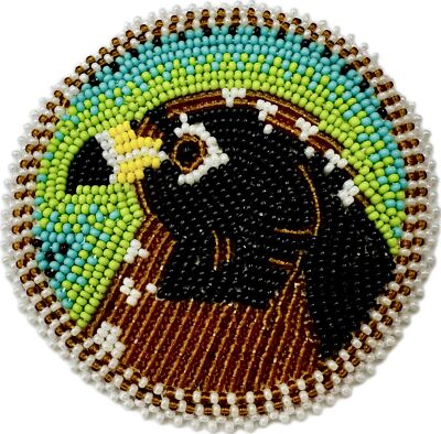 Handmade beaded brown hawk pattern rosette/applique 2.5 inch | eBay