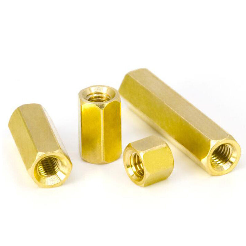 BRASS HEX NUT BSP UNF UNC MM BSF HEXAGON ROD COUPLING CONNECTOR STUD ...