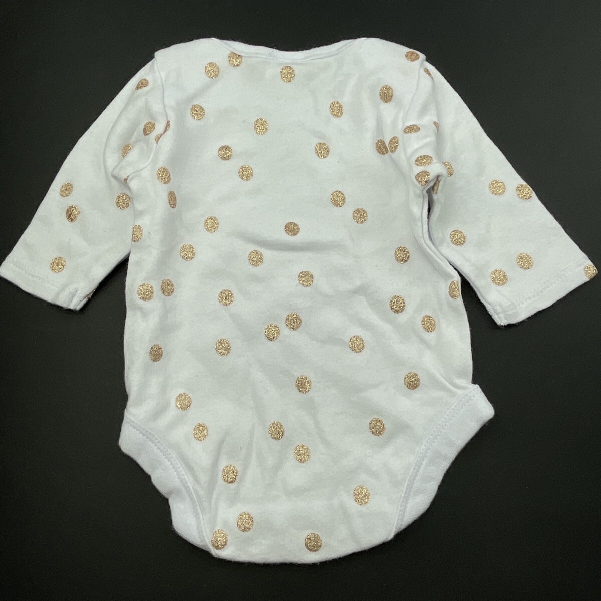 Girls size 000, Baby Berry, white cotton & gold spot bodysuit / romper ...