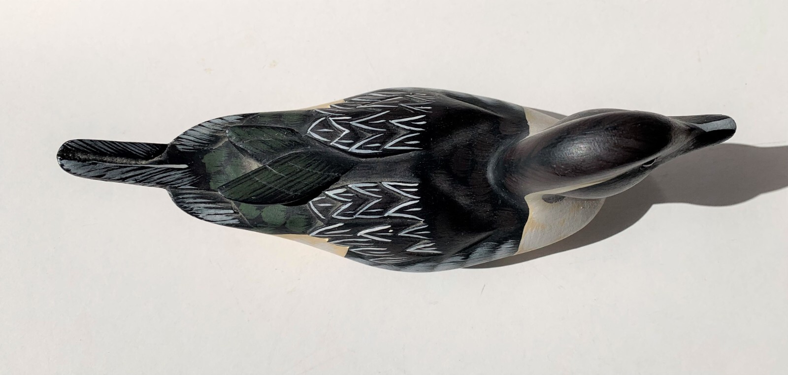 James Haddon (20th Century) Beautiful Carved Wood Signed Duck Sculpture ...