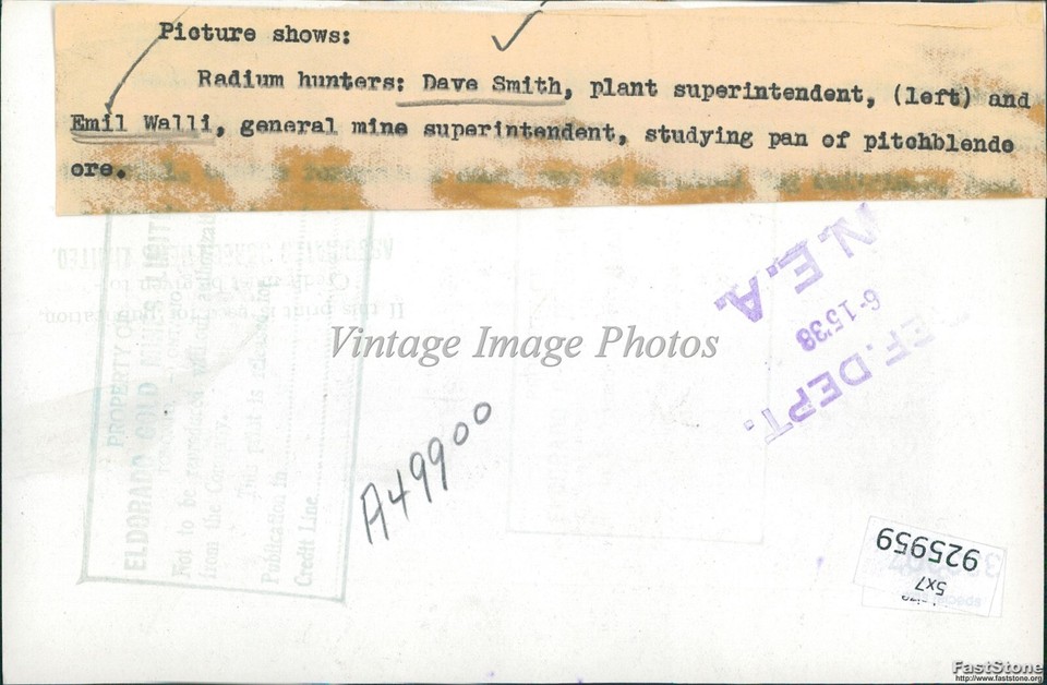 1938 Dave Smith Emil Walli Radium Hunters Mine Pitchblende Ore ...