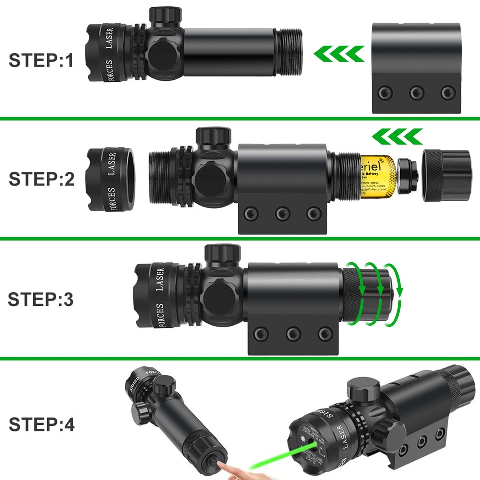 Tactical Green Laser Sight Rifle Dot Scope Hunting Lazer +Switch ...