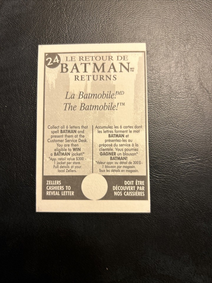 Jb7a Batman Returns 1992 Zellers Collection #24 The Batmobile | eBay