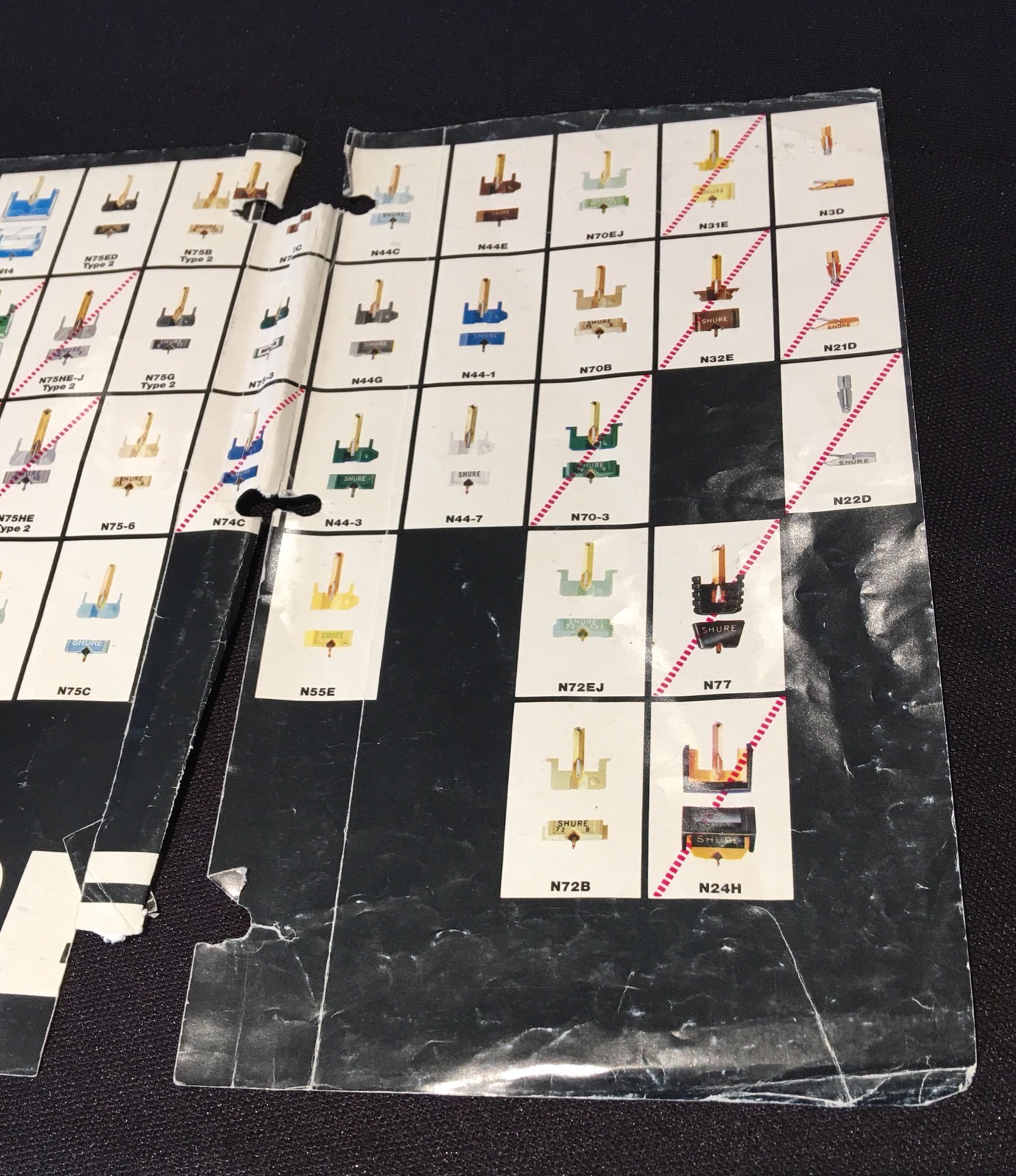 Shure Stylus Replacement Guide "Original Vintage" Color Pictorial Cross ...
