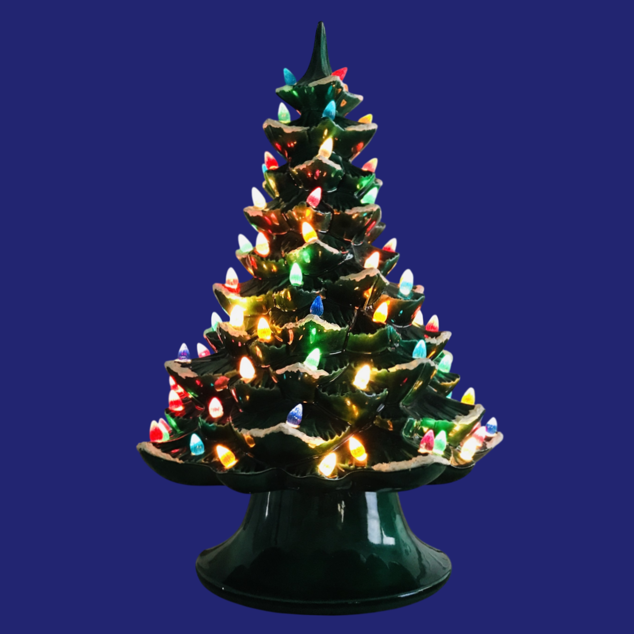 Vtg Lighted Ceramic Christmas Tree 19” Green Multi USA 1970s Free ...