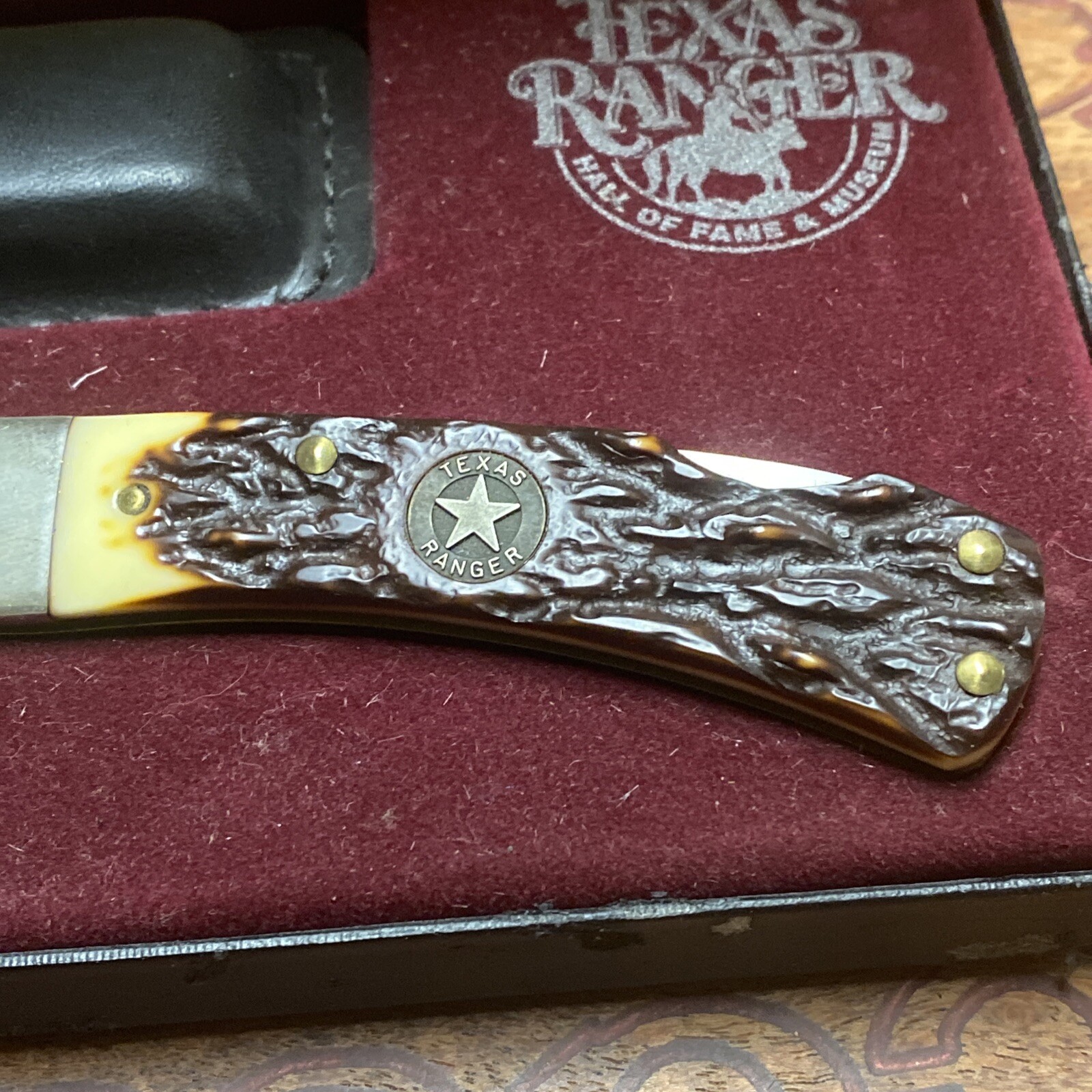 VINTAGE Schrade USA 5UH Texas Ranger Commemorative Folding Knife W/Case ...