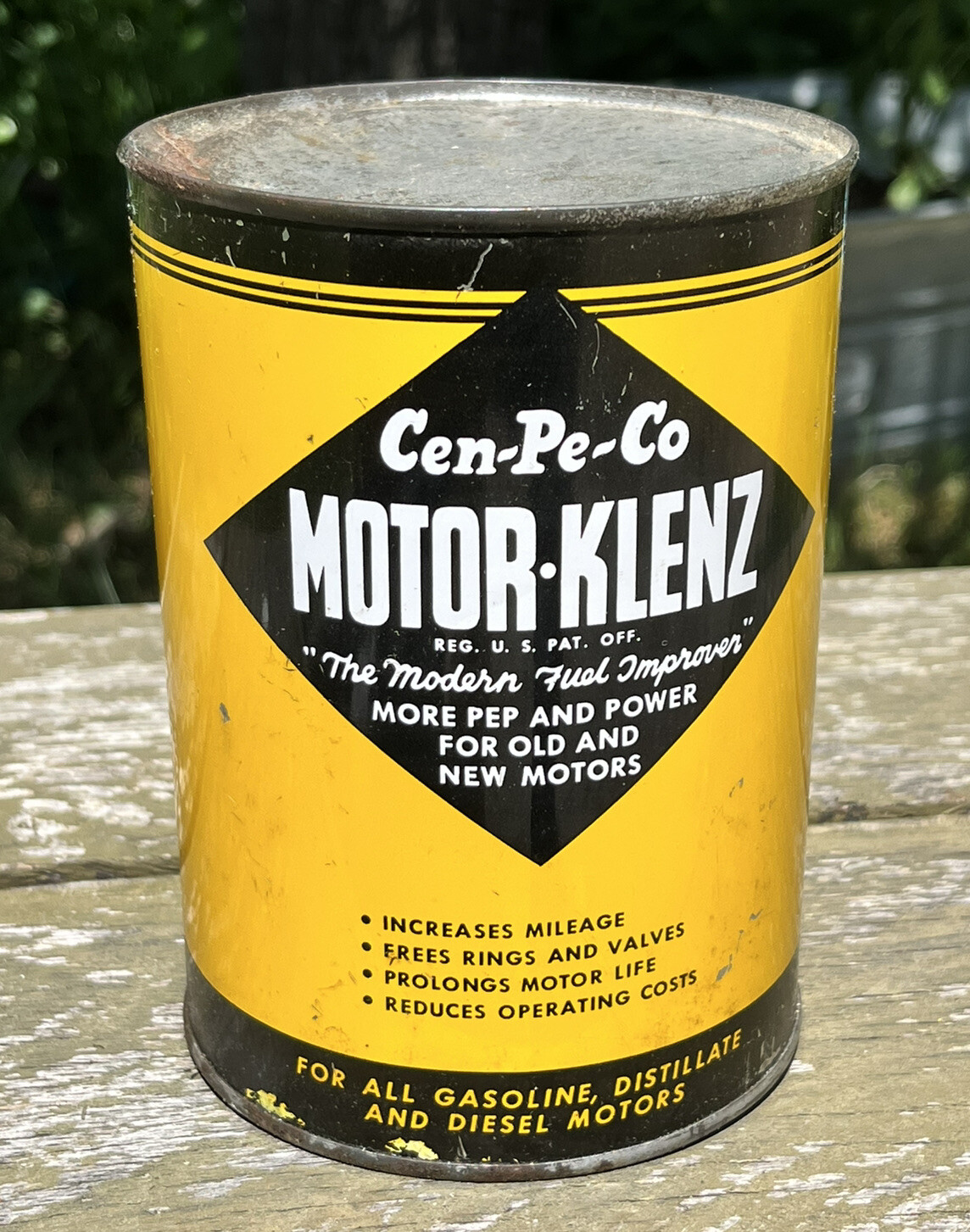 Vtg 1960s Cen-Pe-Co Motor Klenz 1 Quart Oil Can Tin Central Petroleum ...