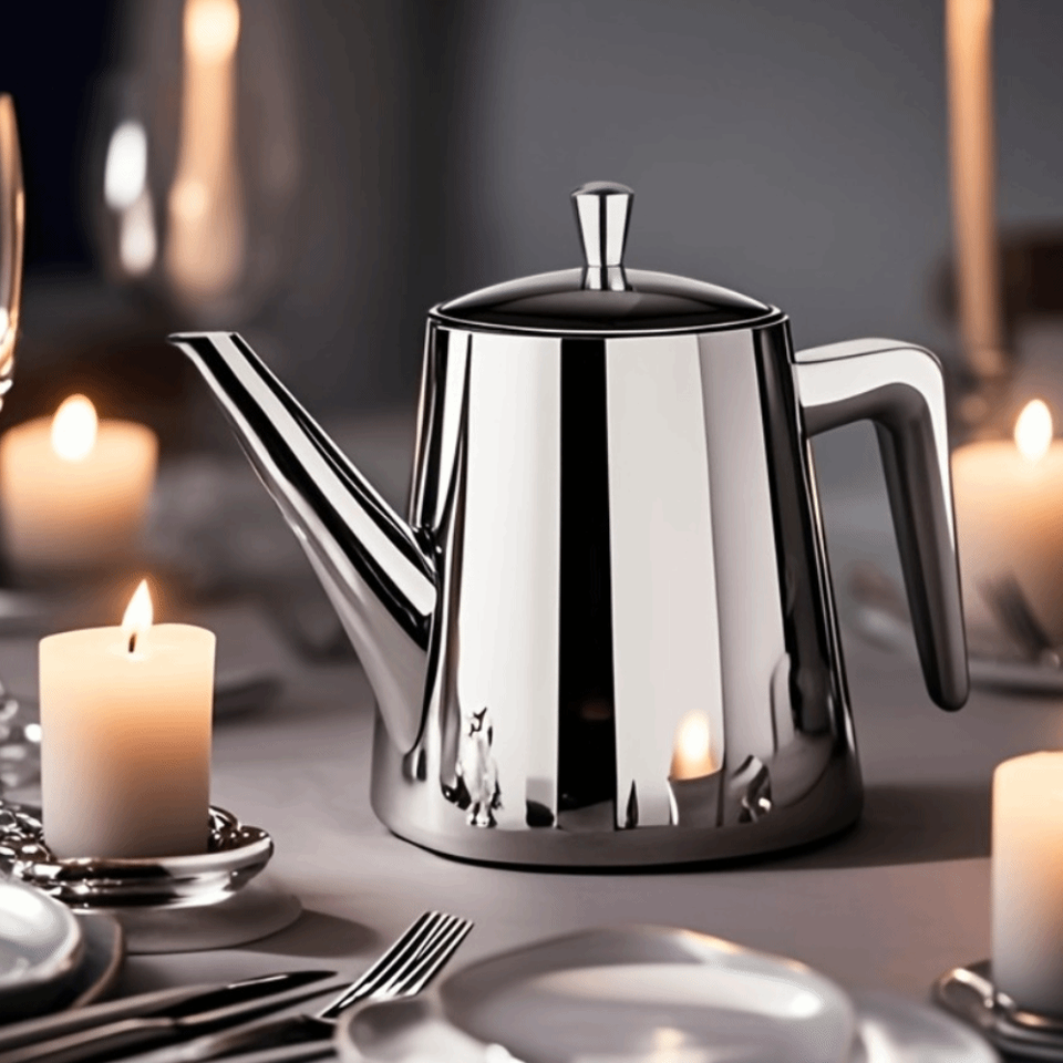 Large Capacity Stainless Steel Long Spout Teapot 2 in 1 Flower Tea Pot ...