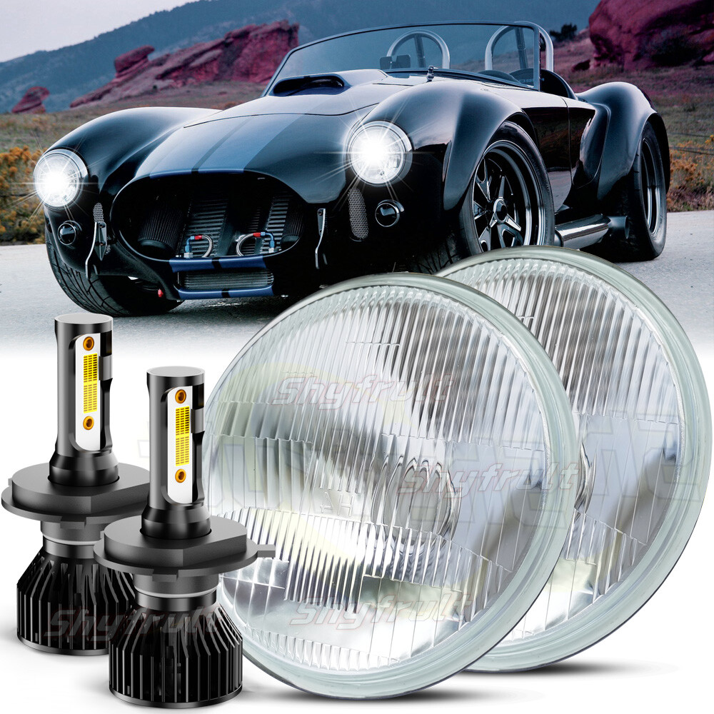 Pair Fit AC-Shelby Cobra 1962-1973 7" inch Round LED Headlights ...
