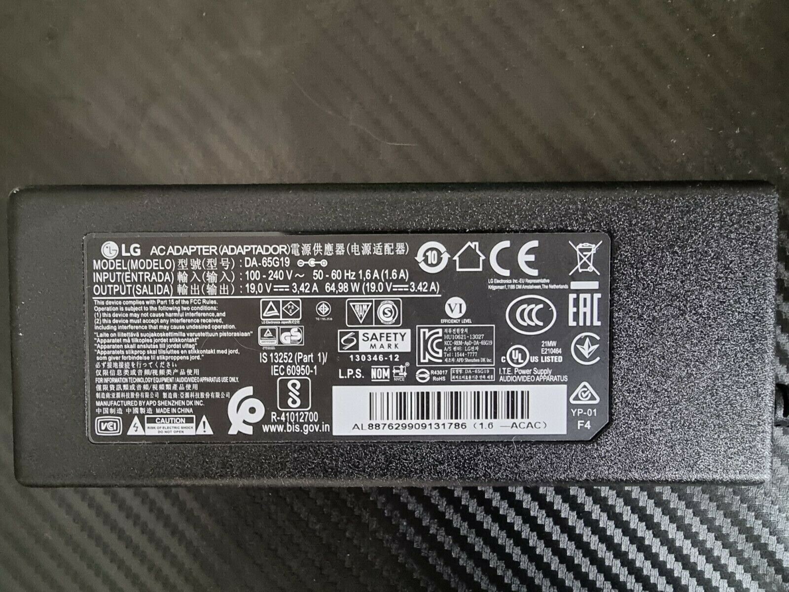 Genuine LG Chromebase AC Adapter DA-65G19 For LG UltraGear 27GN88A ...