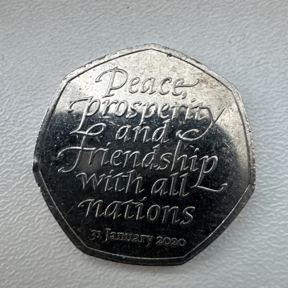 Very Rare (Brexit) 50p Coin Peace Prosperity And Friendship With All ...