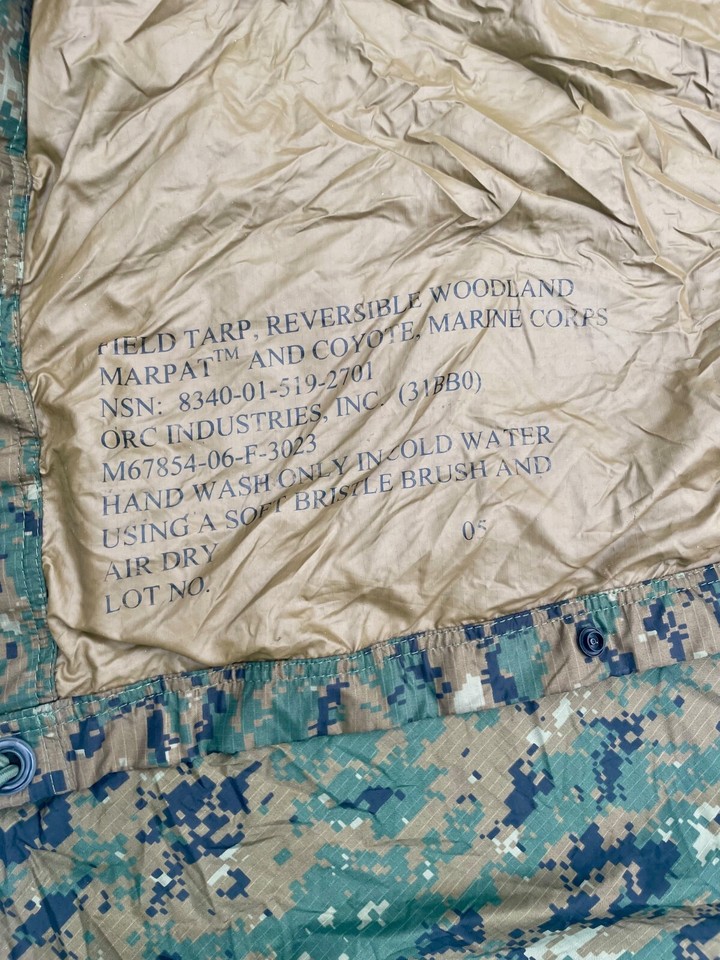 USMC MARPAT Woodland Digital Camo pattern Reversible Field Tarp ...