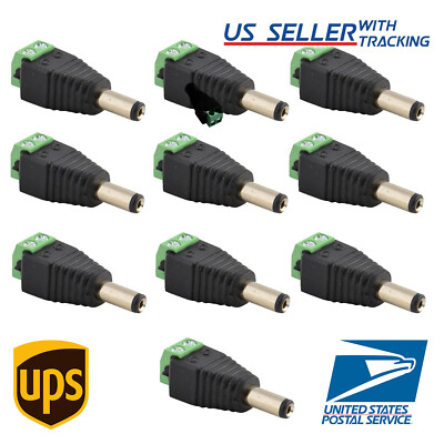 Fast Wire 10 pcs Male DC Power Adapter Plug 5.5 x 2.1 mm LED Strip ...