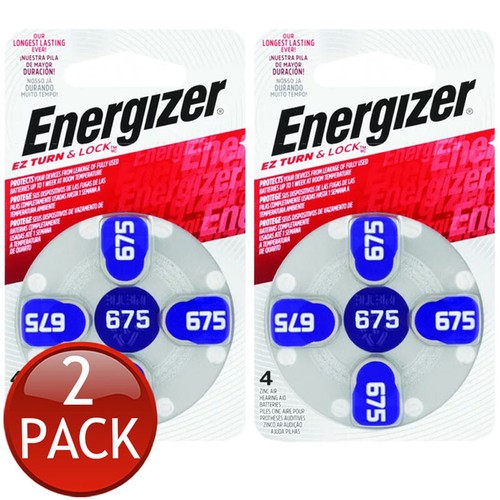 2 x Energizer Hearing Aid Battery Az675 Ez Turn & Lock 4 Pack Zinc Air ...