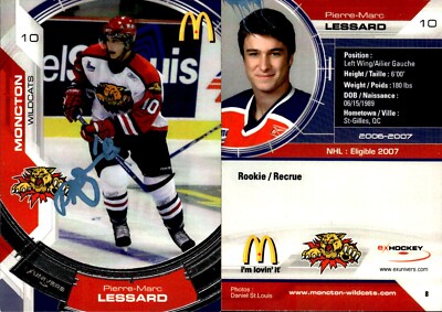 PIERRE-MARC LESSARD SIGNED 2006-07 MONCTON WILDCATS #8 ON-CARD AUTO | eBay