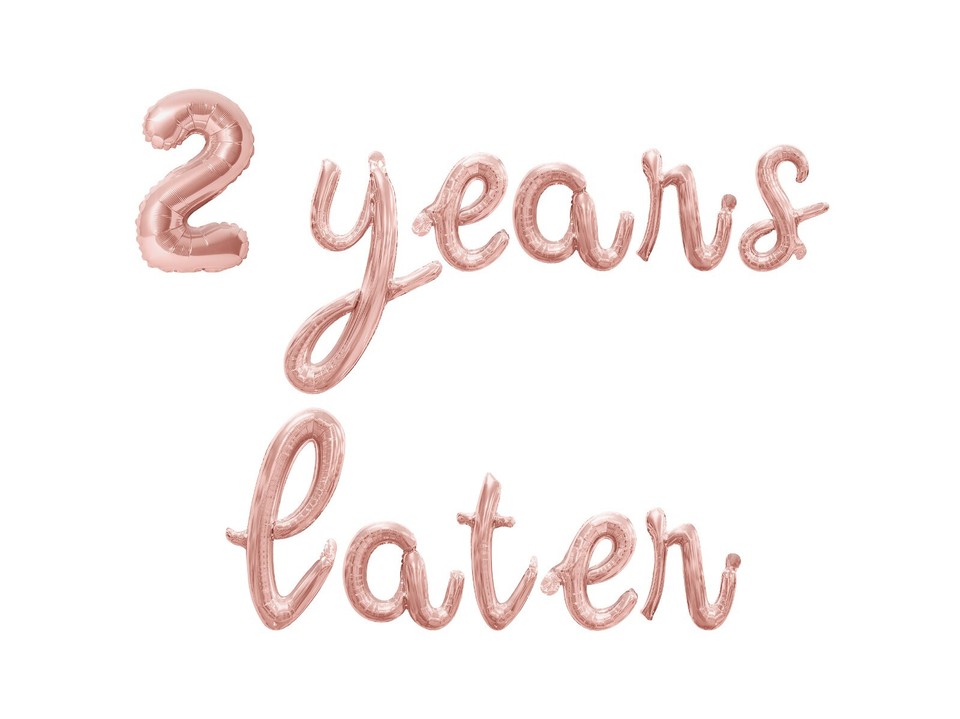 2 YEARS LATER Cursive Letter Balloon Banner - 2nd Birthday Party ...