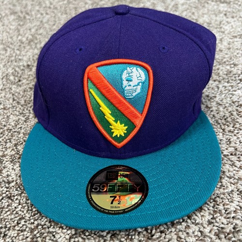 MNWKA Hat Cap Fitted 7 1/2 Purple Blue Skull Patch Logo MISHKA New Era ...