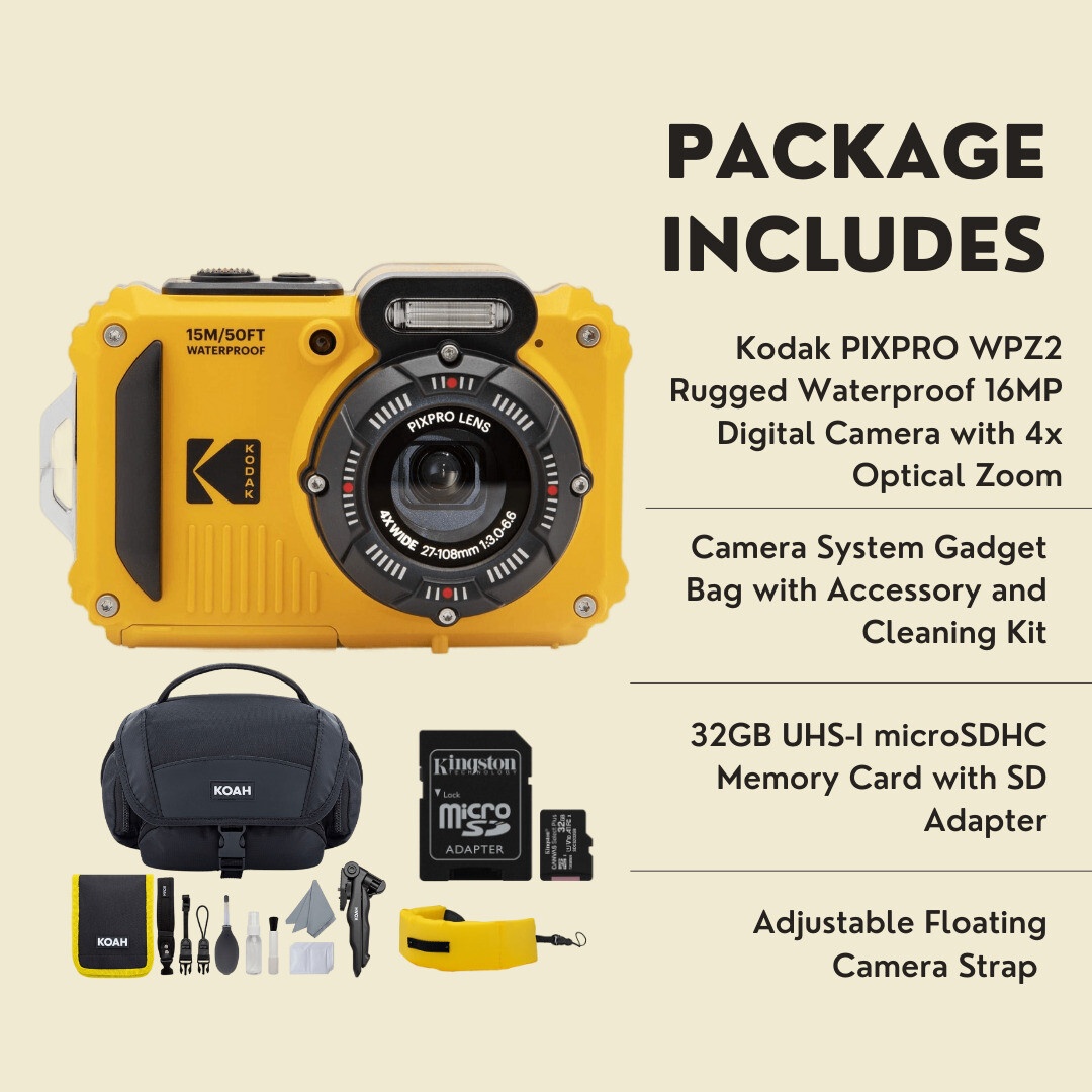 Kodak PIXPRO WPZ2 Rugged Waterproof 16MP Digital Camera with Accessory ...