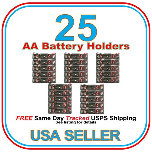 Single AA Battery Holder Case Box 1 X 1.5V With Leads 25 pcs pack | eBay