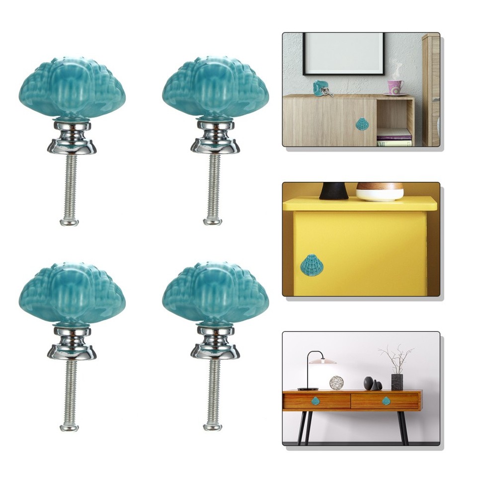 6pcs Cartoon Ceramic Cabinet Knobs Shell Shape Dresser Handles Drawer ...