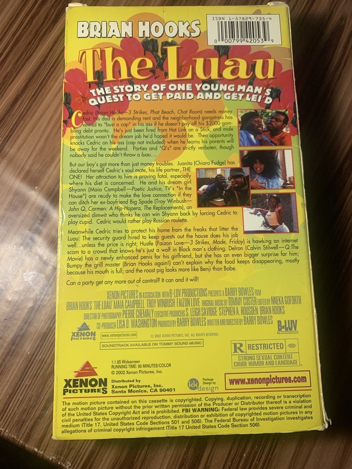 The Luau VHS Hollywood Video 2002 Brian Hooks Comedy | eBay