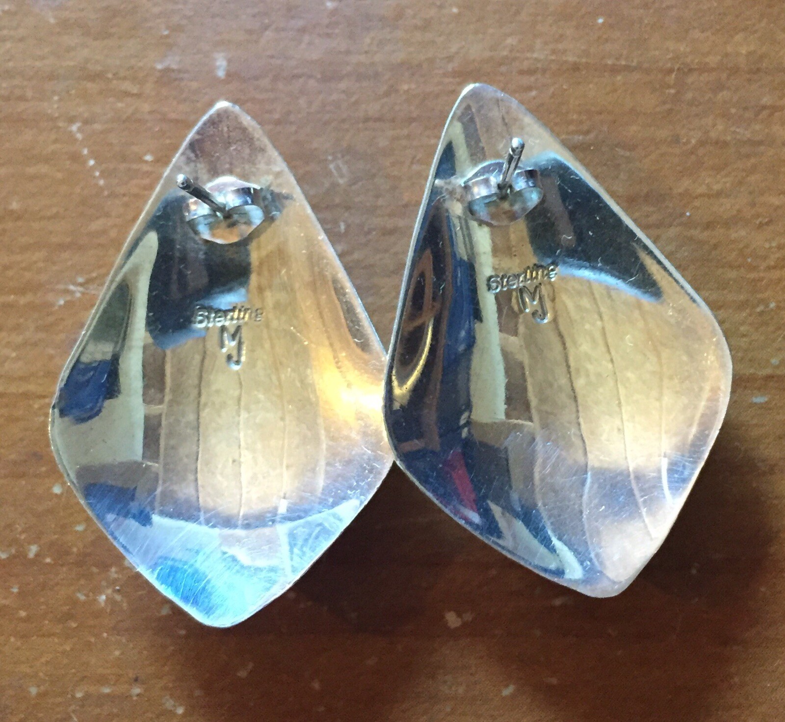 MJ STERLING SILVER MULTI COLOR STONES NATIVE PIERCED EARRINGS SIGNED ...