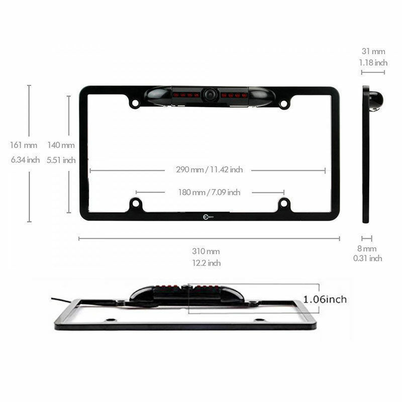 US License Plate Metal Frame Rear View Backup Camera CMOS HD LED Night ...