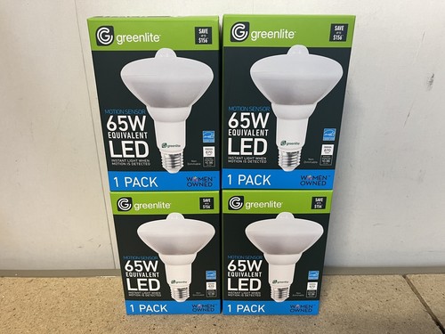 4 Pack Greenlite Motion Sensor LED 8W = 65W BR30 Floodlight Light Bulbs ...
