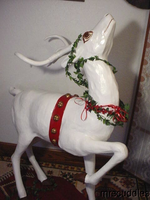 BEAUTIFUL PAPER MACHE & WOOD LIFESIZE REINDEER | eBay