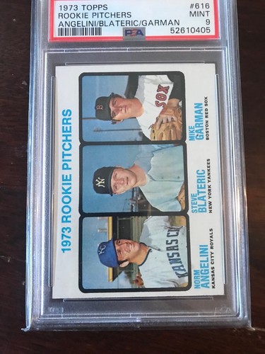 1973 Topps Baseball card #616 Rookie Pitchers PSA 9 Angelini/Blateric ...