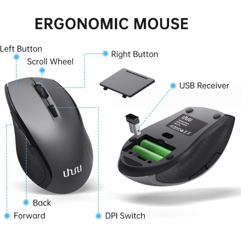 Uhuru UEKM-20 Wireless Ergonomic Keyboard Mouse Combo New Open Box ...