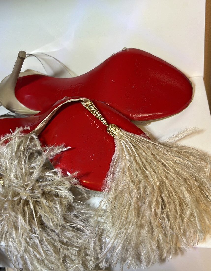 Christian Louboutin Marie Edwina 100 Ostrich Feather … - Gem